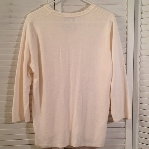 White Stag | Sweaters | White Stag Xl Ivory 34 Sleeve Vneck Cableknit ...